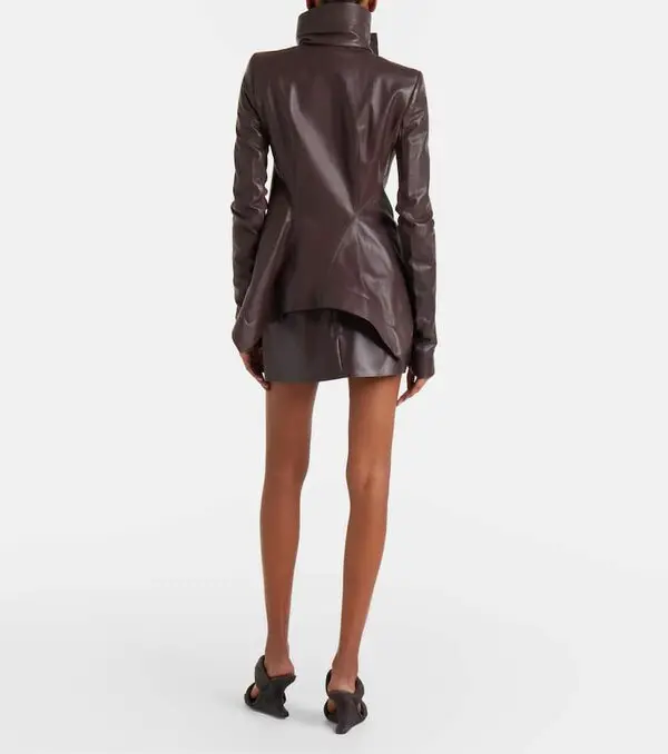 Rick Owens Fog Leather Miniskirt - Brown