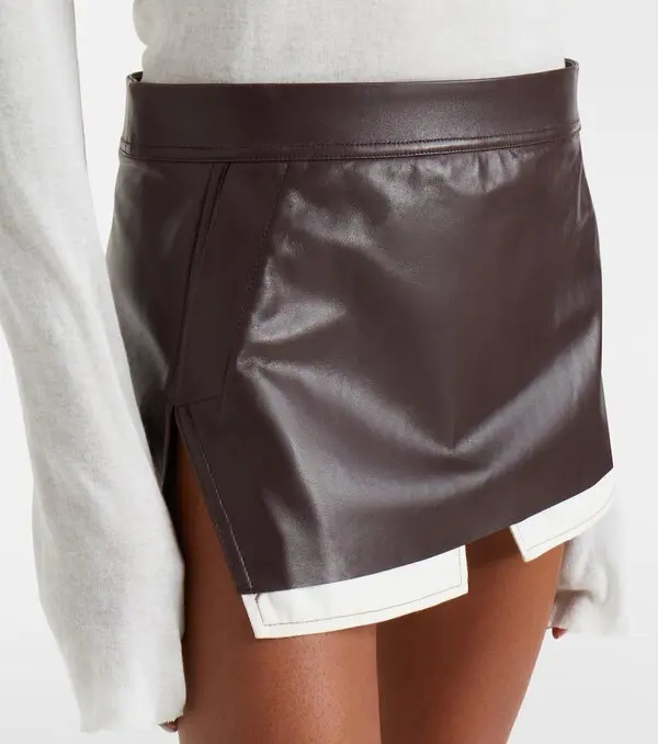 Rick Owens Fog Leather Miniskirt - Brown