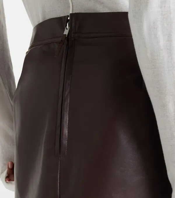 Rick Owens Fog Leather Miniskirt - Brown