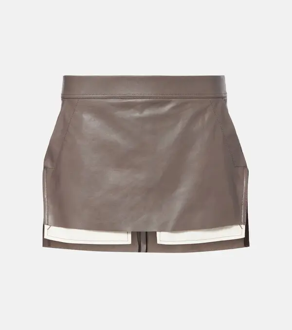 Rick Owens Fog Leather Miniskirt - Grey
