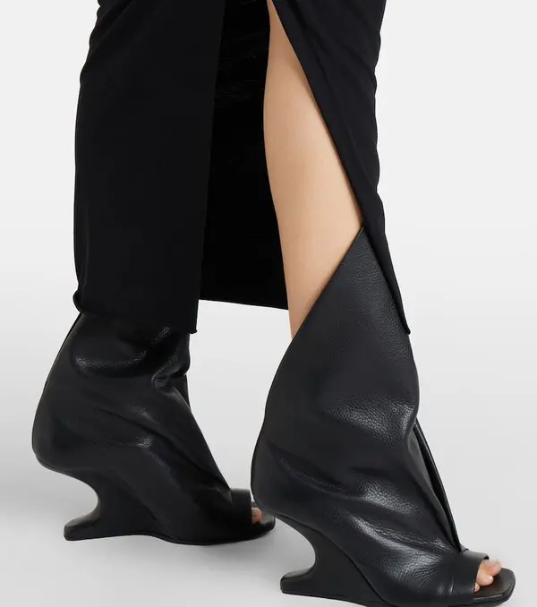 Rick Owens Cotton Jersey Midi Skirt With Drawstring Waist