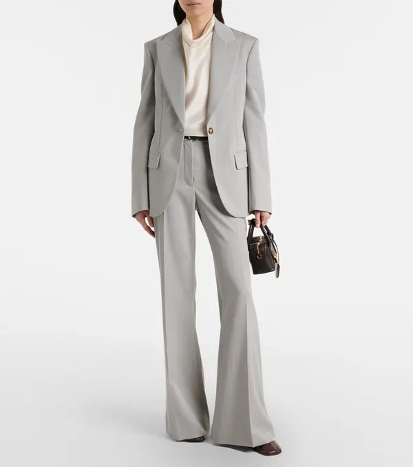 Stella McCartney Striped Wool Bootcut Trousers - Grey