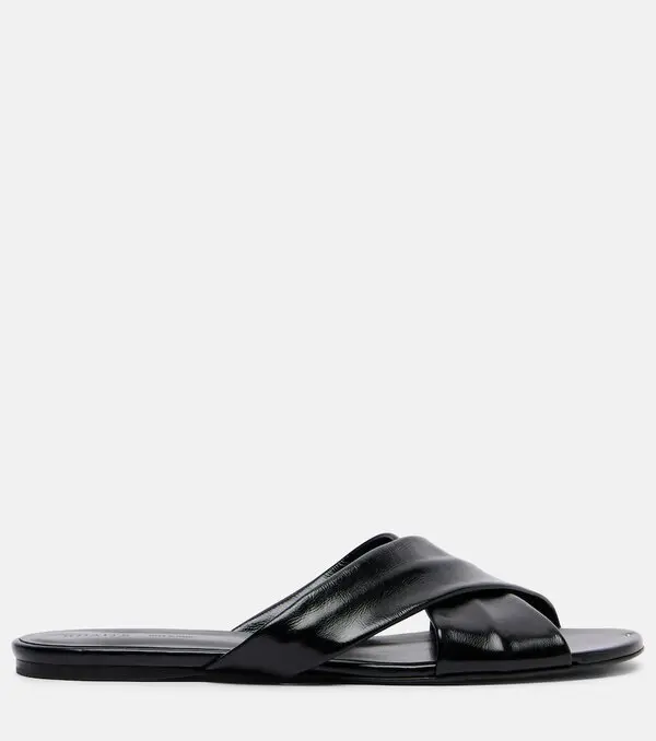 Khaite Liria Leather Slides - Black