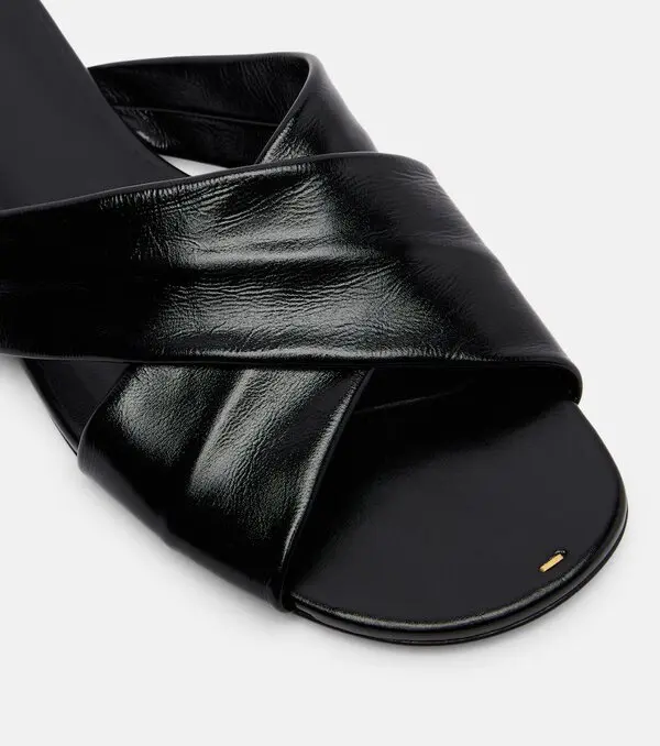 Khaite Liria Leather Slides - Black