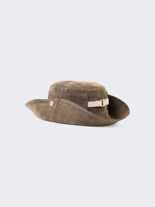 Jacquemus De-nîmes Velour Denim Bucket Hat - Khaki