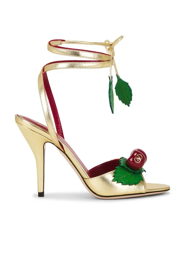 Valentino Garavani Cherryfic Sandal - Antique Brass & Light Peppermint