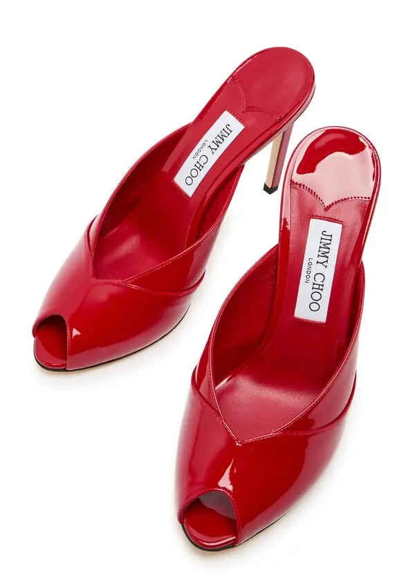 JIMMY CHOO Brigitte 100 Patent Leather Mules - Red