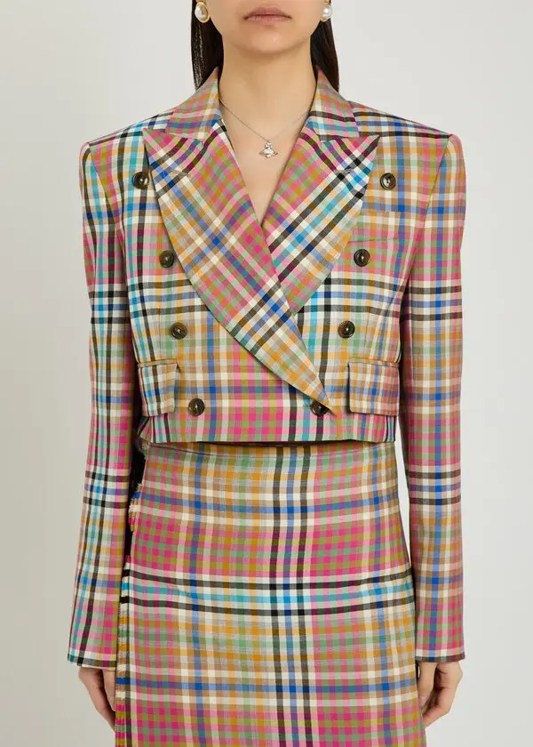 VIVIENNE WESTWOOD Checked Cropped Wool Jacket
