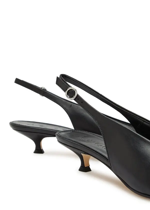 AeydĒ Camila 35 Leather Slingback Pumps - Black