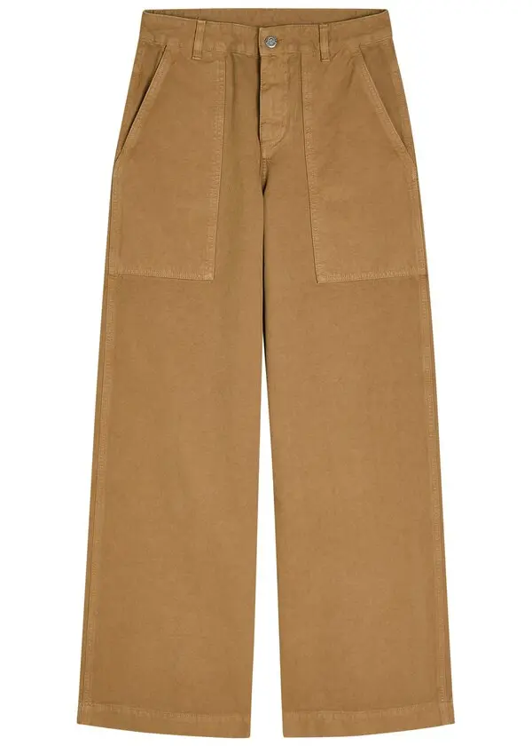 Moncler Wide-leg Canvas Trousers - Brown