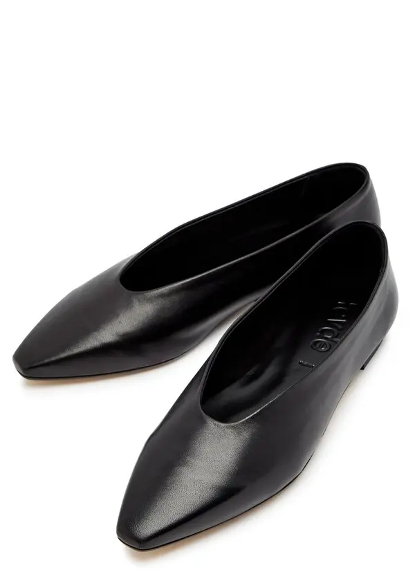 AeydĒ Betty Leather Ballet Flats - Black