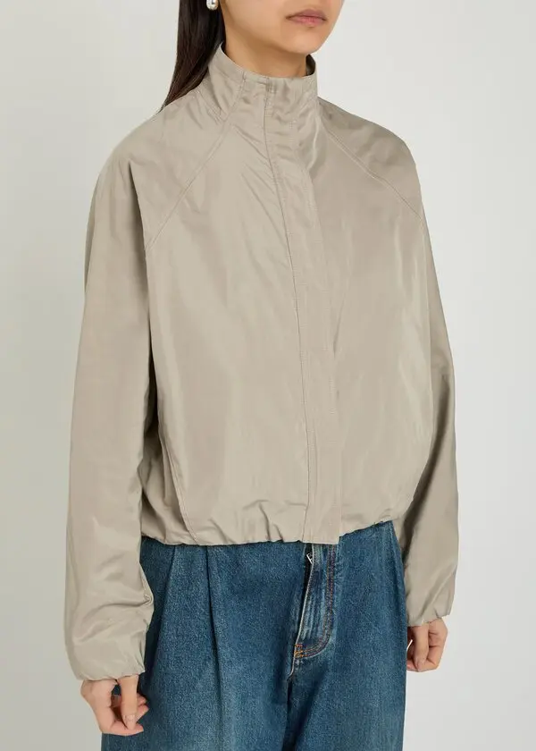 Alaïa High-neck Woven Windbreaker Jacket