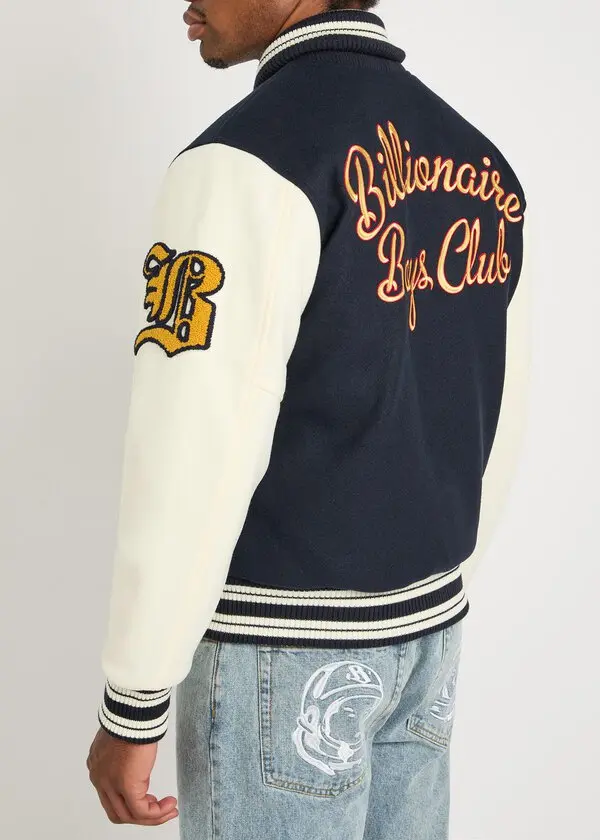 BILLIONAIRE BOYS CLUB Fanfare Script Panelled Appliquéd Bomber Jacket - Navy