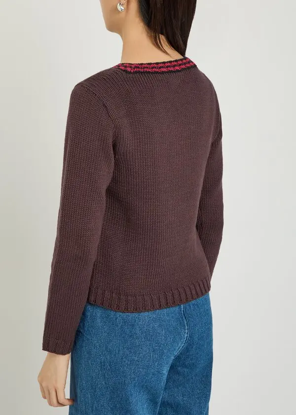 BODE Lapdog Intarsia Cotton And Wool-blend Top