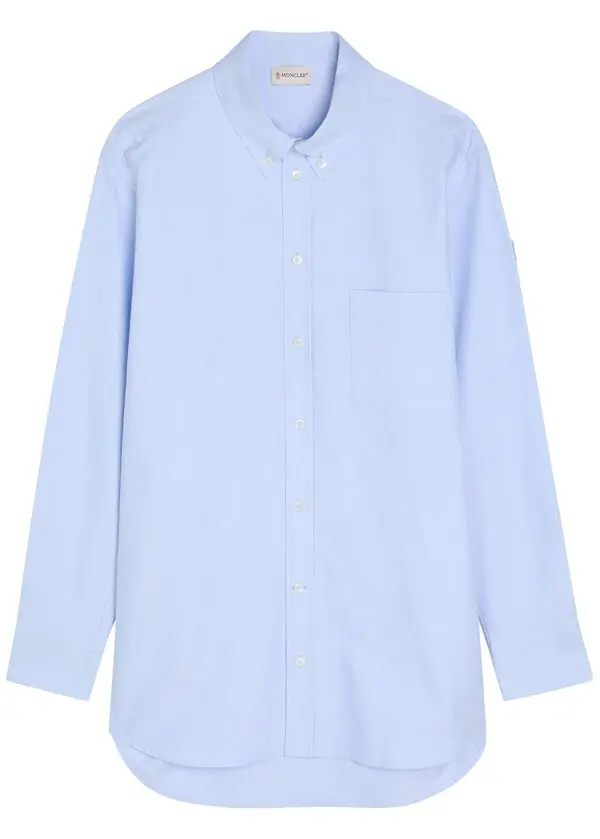 Moncler Logo-appliquéd Cotton Shirt - Light Blue