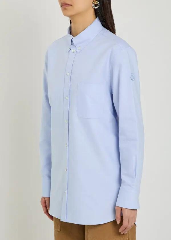 Moncler Logo-appliquéd Cotton Shirt - Light Blue