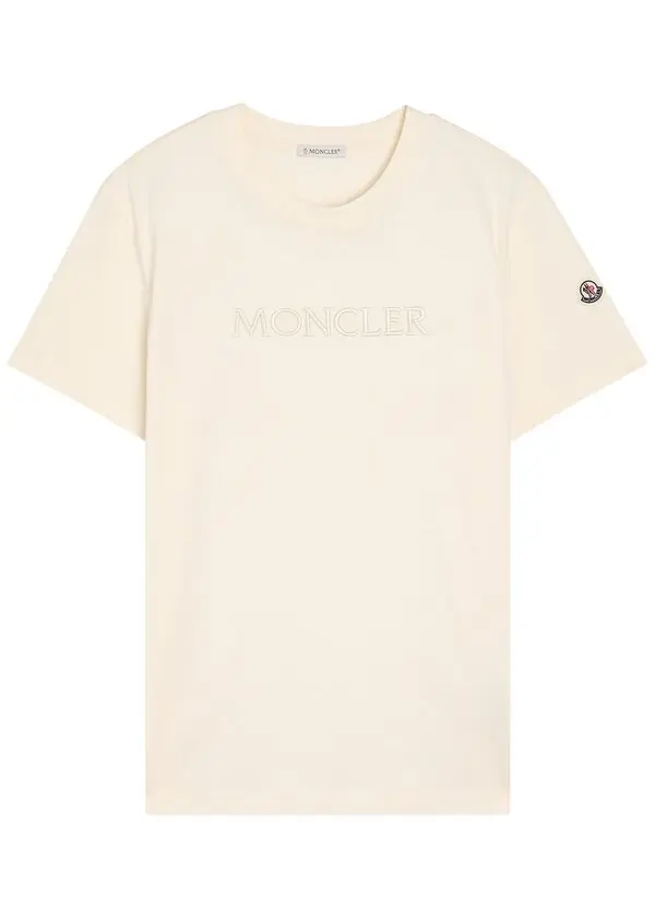 Moncler Logo-appliquéd Cotton T-shirt - Cream