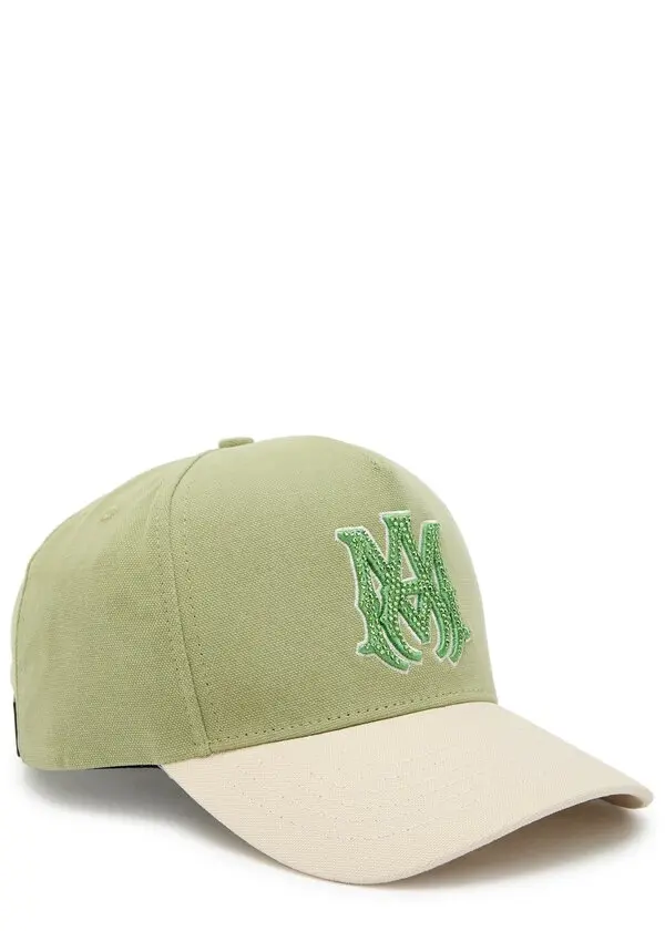 Amiri Ma Logo-appliquéd Canvas Cap - Green