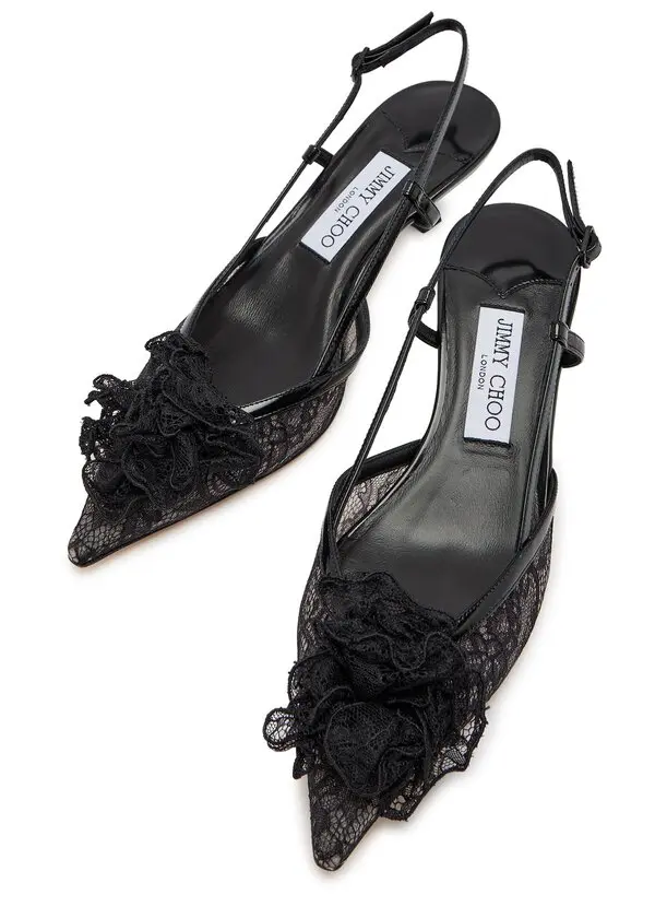 JIMMY CHOO Mimmi 50 Lace Slingback Pumps