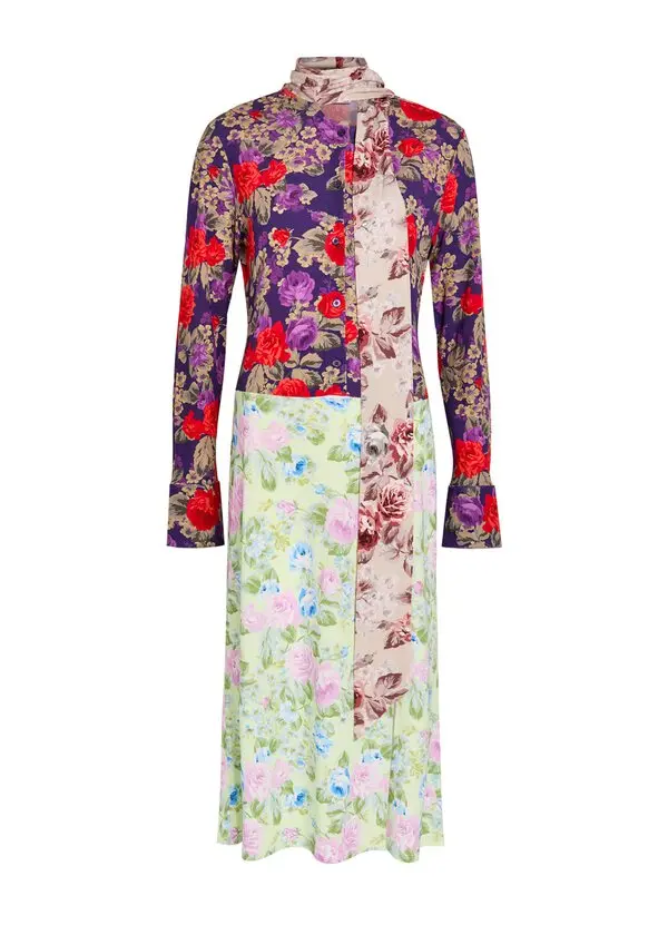 Acne Studios Floral-print Crepe Midi Dress - Green