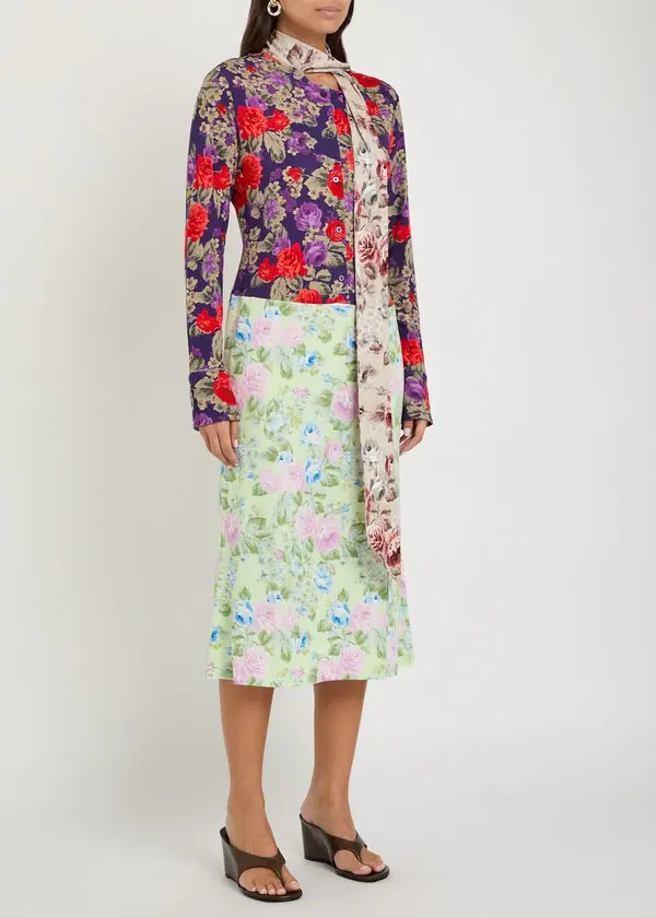 Acne Studios Floral-print Crepe Midi Dress - Green