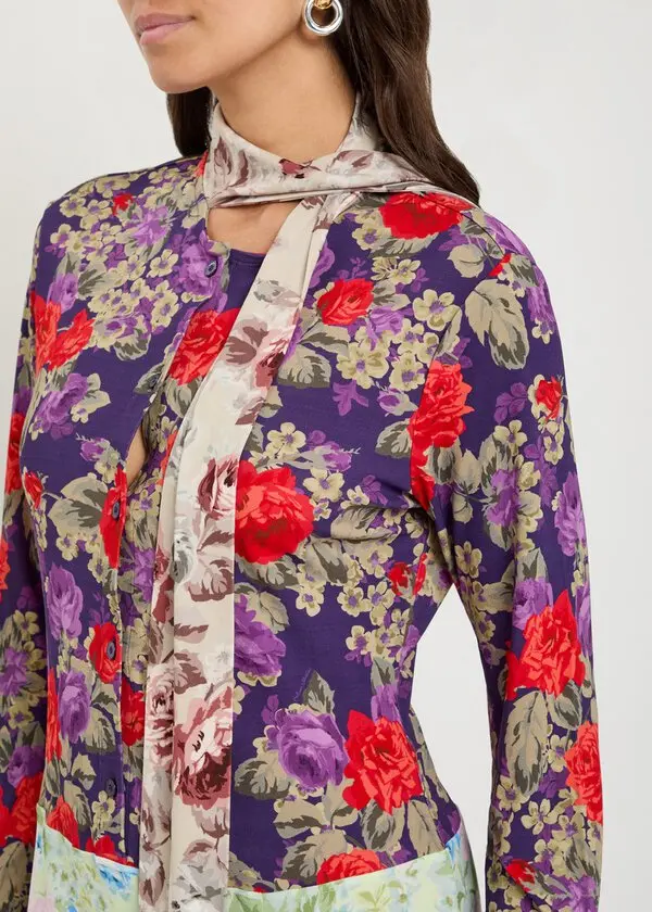 Acne Studios Floral-print Crepe Midi Dress - Green