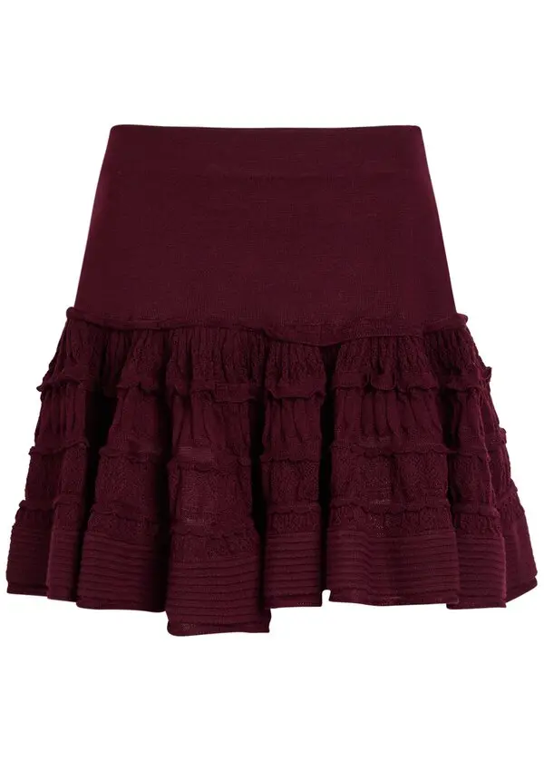 Alaïa Ruffled Wool-blend Mini Skirt