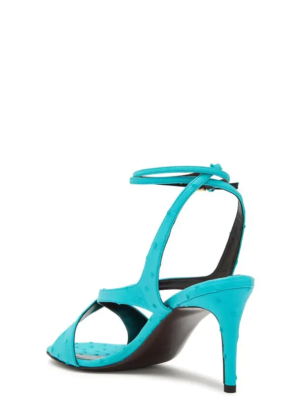 Khaite Liria 75 Crossover Ostrich Leather Sandals