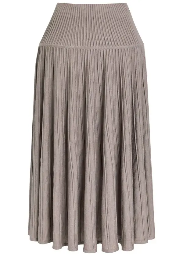 Alaïa Crinoline Ribbed Wool-blend Midi Skirt