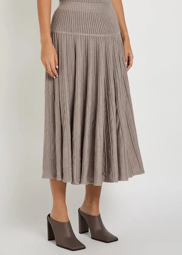 Alaïa Crinoline Ribbed Wool-blend Midi Skirt