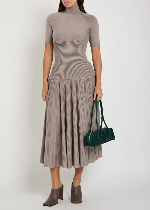 Alaïa Crinoline Ribbed Wool-blend Midi Skirt