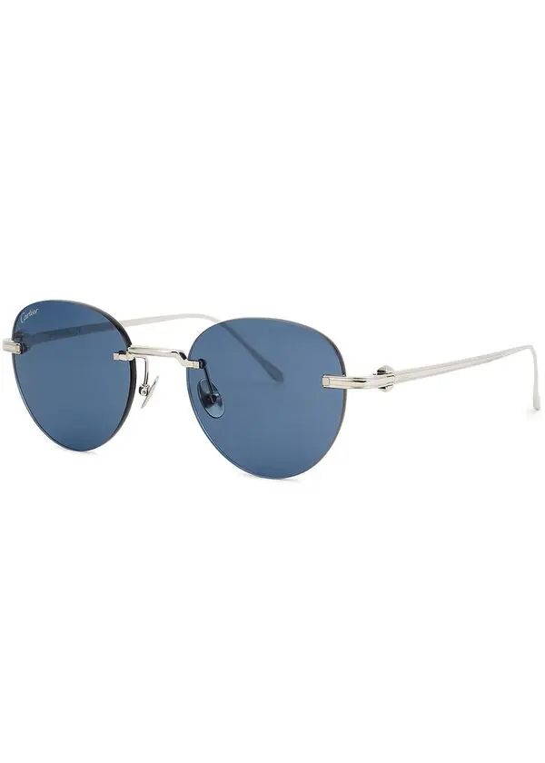 CARTIER Pasha De Titanium Rimless Sunglasses - Silver