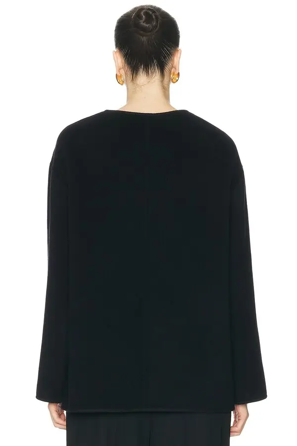 RÓHE Mandarin Double Faced Wool Jacket - Navy