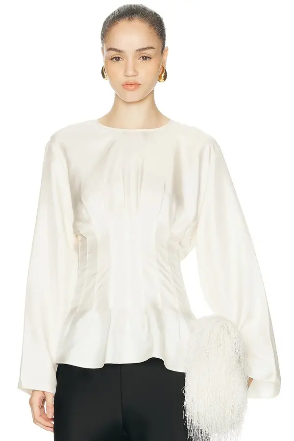 RÓHE Sculptural Waisted Silk Top