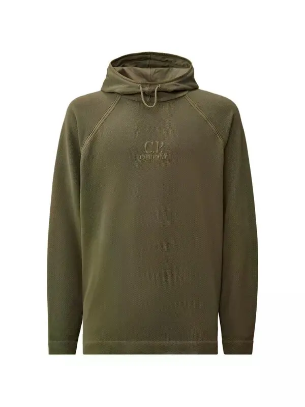 C.P. COMPANY Logo-embroidered Hoodie - Green
