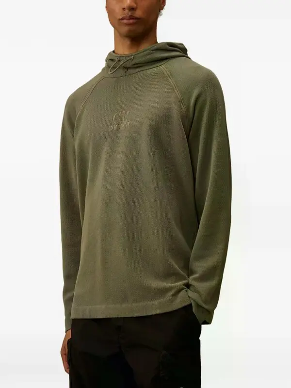 C.P. COMPANY Logo-embroidered Hoodie - Green