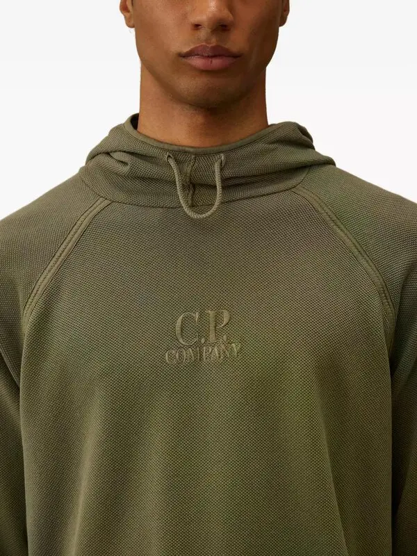 C.P. COMPANY Logo-embroidered Hoodie - Green