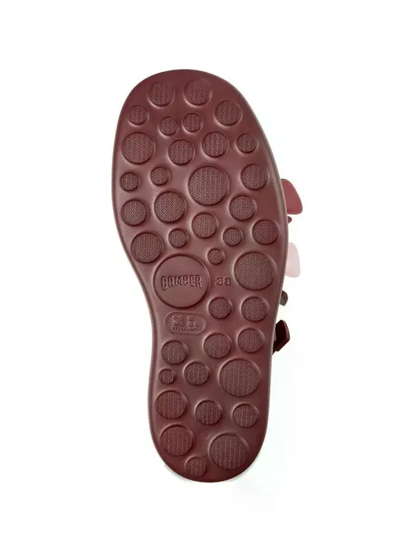Camper Flower Appliqué Platform Sandals - Red