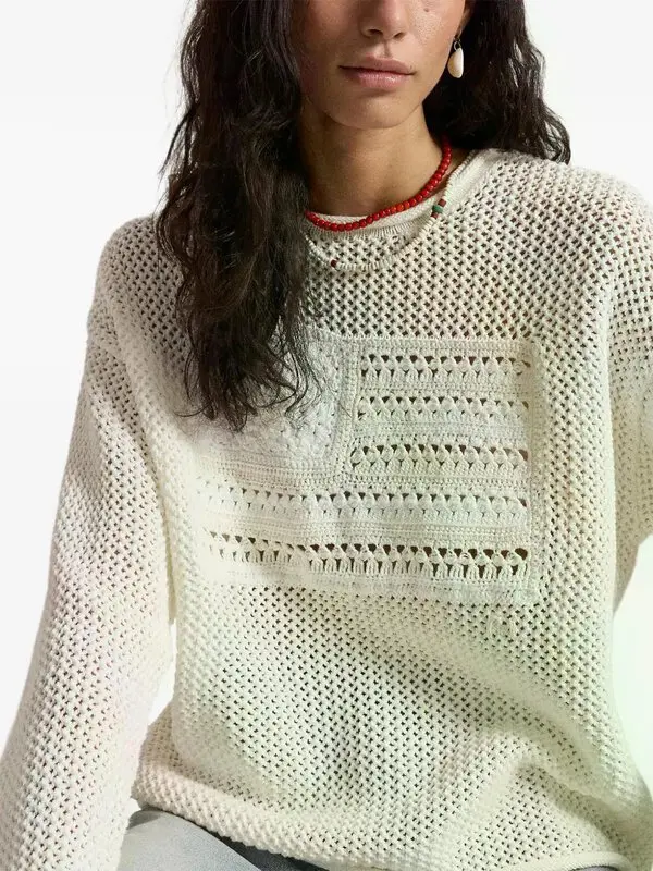 Polo Ralph Lauren Flag-motif Open-knit Sweater