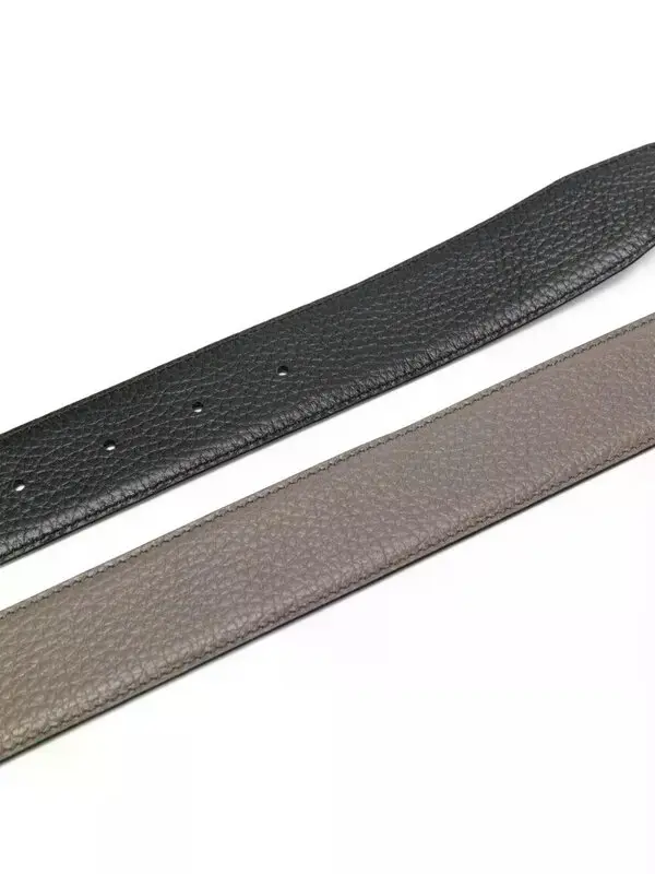 FERRAGAMO Buckle Leather Belt - Grey