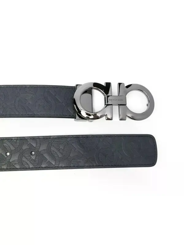 FERRAGAMO Logo Buckle Patterned Belt - Blue