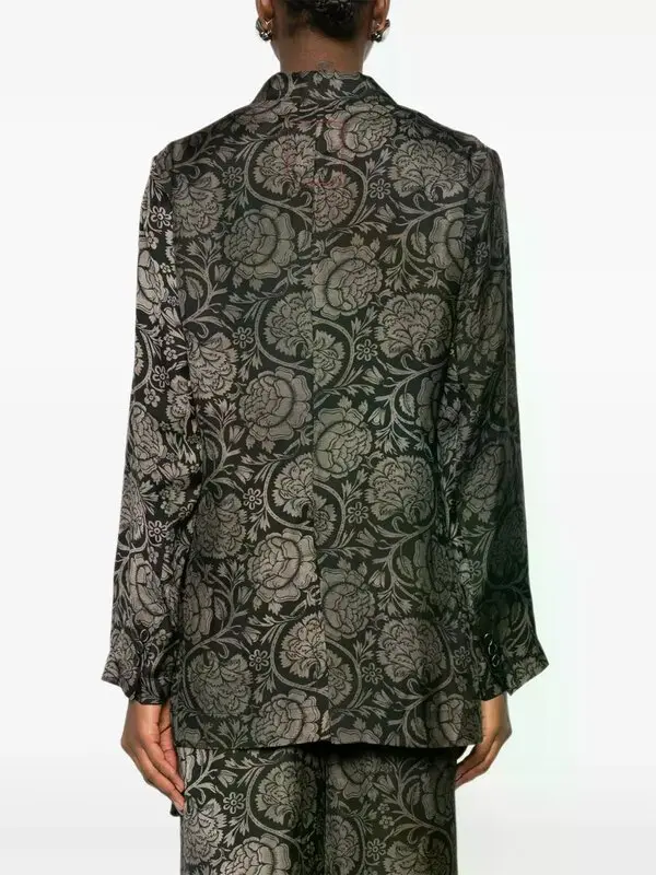 UMA WANG Floral-print Tie Jacket - Black