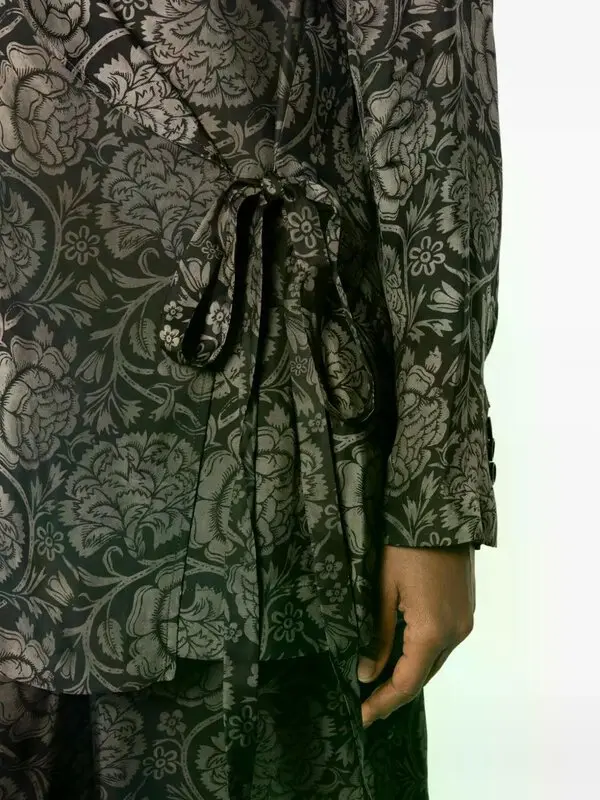 UMA WANG Floral-print Tie Jacket - Black