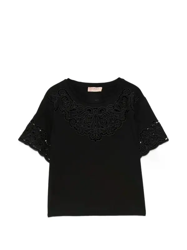 TWINSET Lace Detail T-shirt - Black