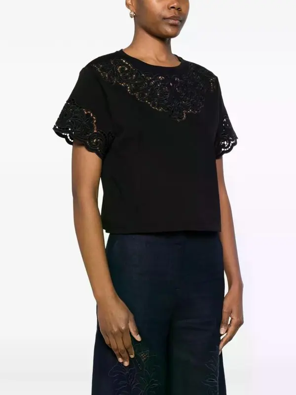 TWINSET Lace Detail T-shirt - Black