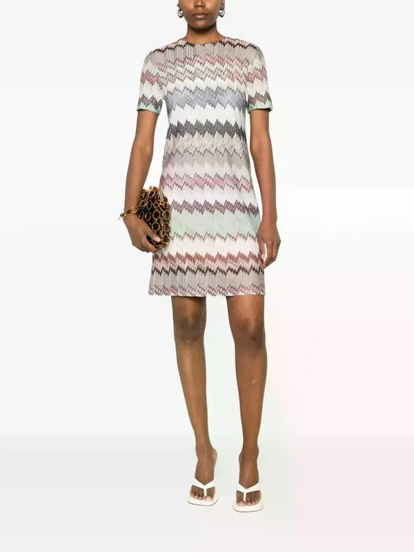 Missoni Zigzag Short-sleeve Dress - Neutrals