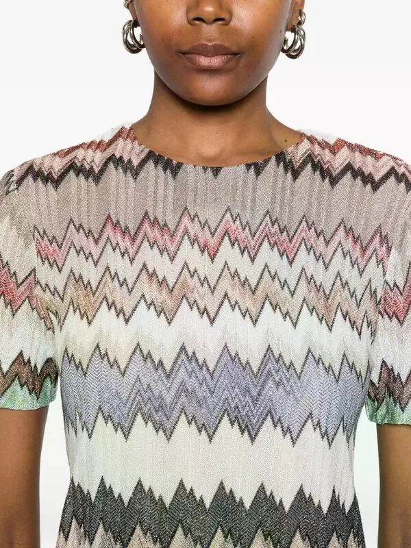 Missoni Zigzag Short-sleeve Dress - Neutrals