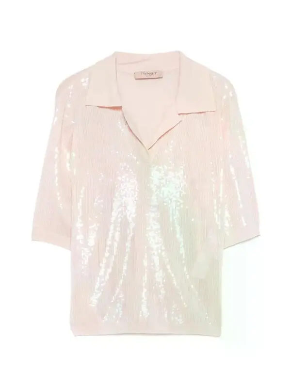 TWINSET Sequin Embellished Collared Shirt