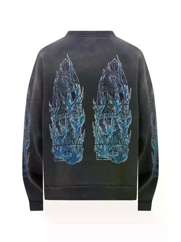 WHO DECIDES WAR Flame-glass-print Sweatshirt - Blue
