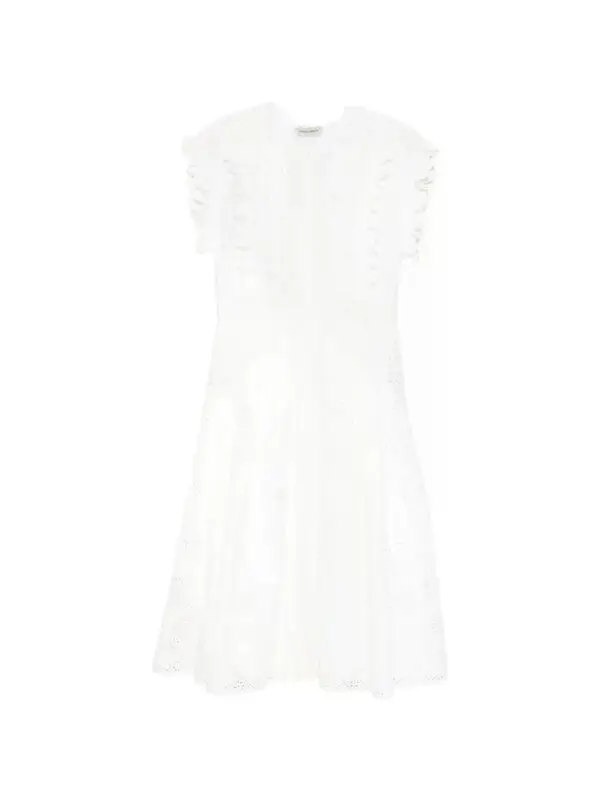 Alberta Ferretti Ruffled Eyelet A-line Dress